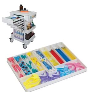 AmeriCan Goods 3/Pieces Dental 15/Section Large Drawer Organizer Tray, Dental Supply Cart Section Divided White Tray for Medical/Dental Supply