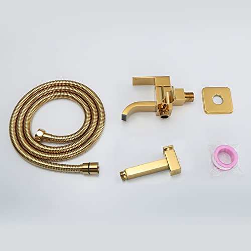 ifgswopq Handheld Bidet Sprayer with Tap Attachment Cold Water Bidet Shower Head and Hose Toilet Jet Spray for WC Brass Gold Toilet Douche Spray Kit,1.5m ()