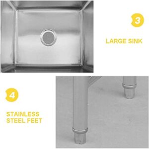 Thicken Independent 201 Utility Stainless Sink Portable Commercial Stainless Steel Sinks with Faucet Suitable for Outdoor Indoor Garage Kitchen Laundry Room (60 X 60 X 80cm)