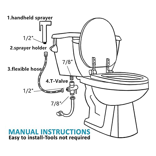 ifgswopq Handheld Toilet Bidet Sprayer Set Kit Stainless Steel Hand Bidet Faucet for Bathroom Hand Shower Head Self Cleaning (Color : EU Set (3-4)) (EU Set (3 4))