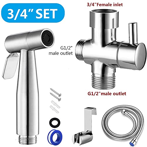 ifgswopq Handheld Toilet Bidet Sprayer Set Kit Stainless Steel Hand Bidet Faucet for Bathroom Hand Shower Head Self Cleaning (Color : EU Set (3-4)) (EU Set (3 4))