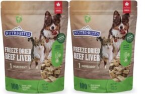 (pack of 2) nutri-bite freeze dried beef liver treats for dogs & cats - high-protein, grain free, easy to digest - proudly made in canada - 500g / 17.6oz