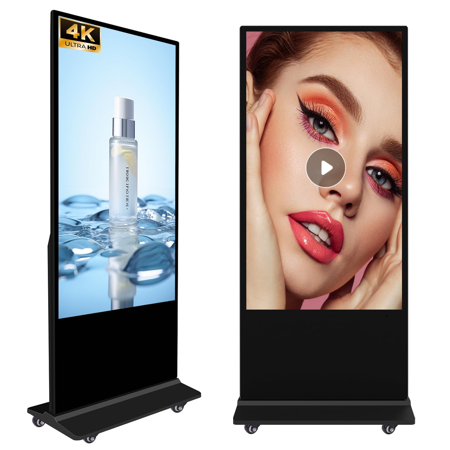 65“ Indoor Digital Signage, 4K UHD Touch Screen LCD Floor Standing Digital Signage Interactive Displays, CMS and U-Disk Input Auto ADS Player, Android OS