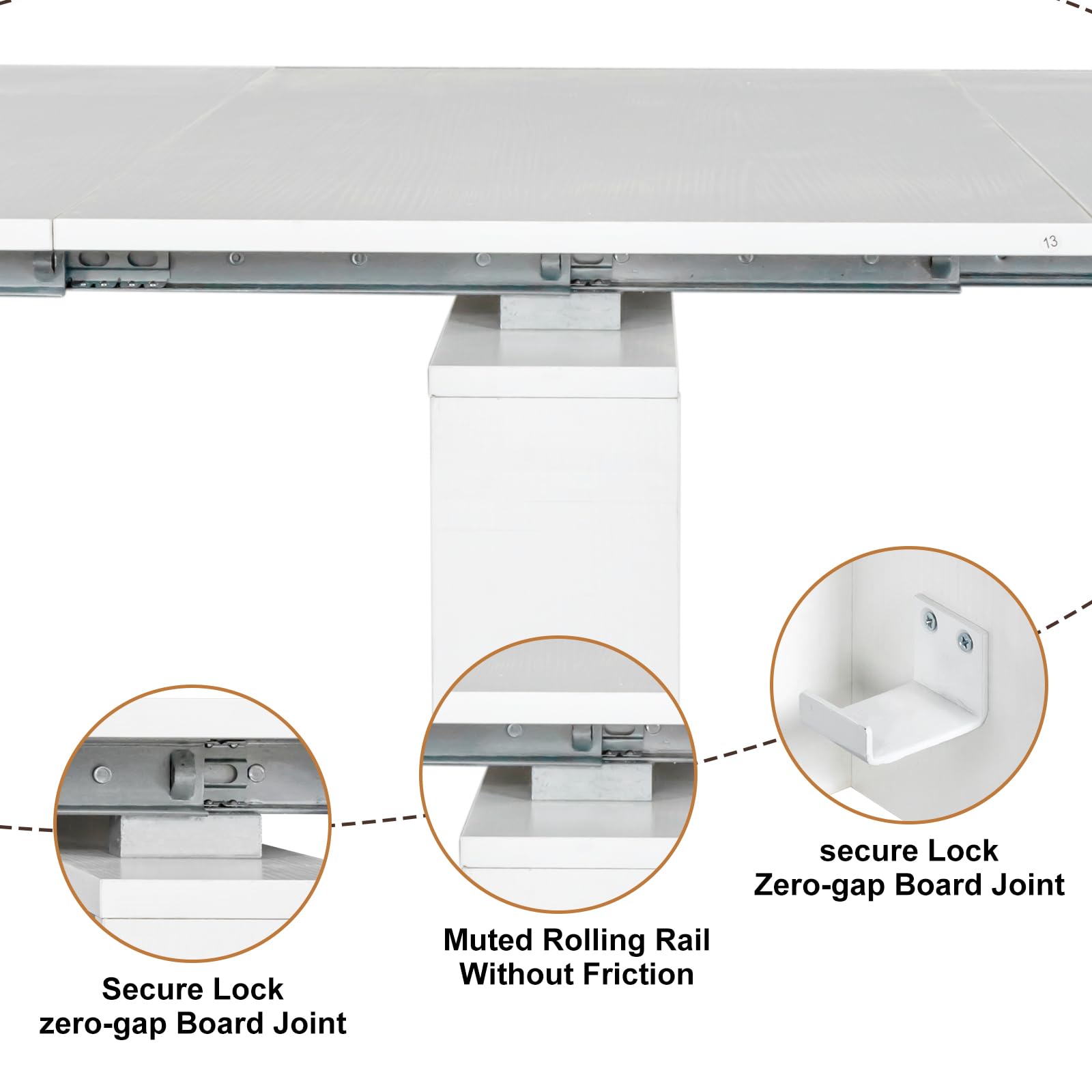 Extendable Console Table, Mid Century Modern Expandable Dining Table with Extension Leaves Holder, 20" to 118" Transformer Table for Kitchen, Bedroom, Living Room, Space-Saving Furniture (White)