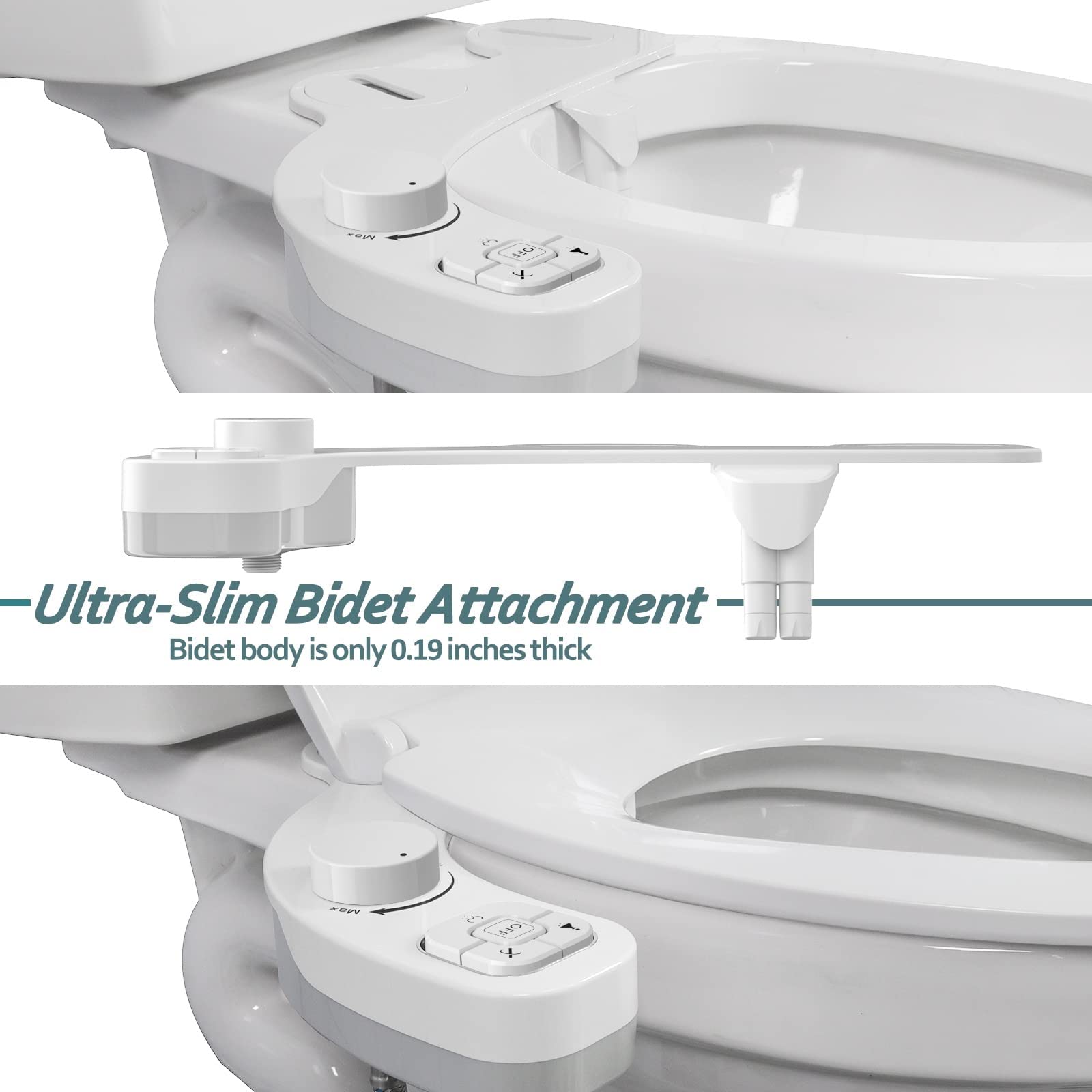 ifgswopq Non-Electric Bidet - Self Cleaning Nozzle (Frontal and Rear Wash) Bidet Toilet Seat Attachment, 1 (D 1)