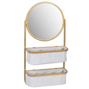 south street loft iron storage rack with mirror (gold)