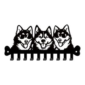 superdant dogs key holder wall mount key hanger 10 hooks farmhouse key holder for wall husky animals key rack metal key organizer key hooks for dog leash home kitchen entryway front door