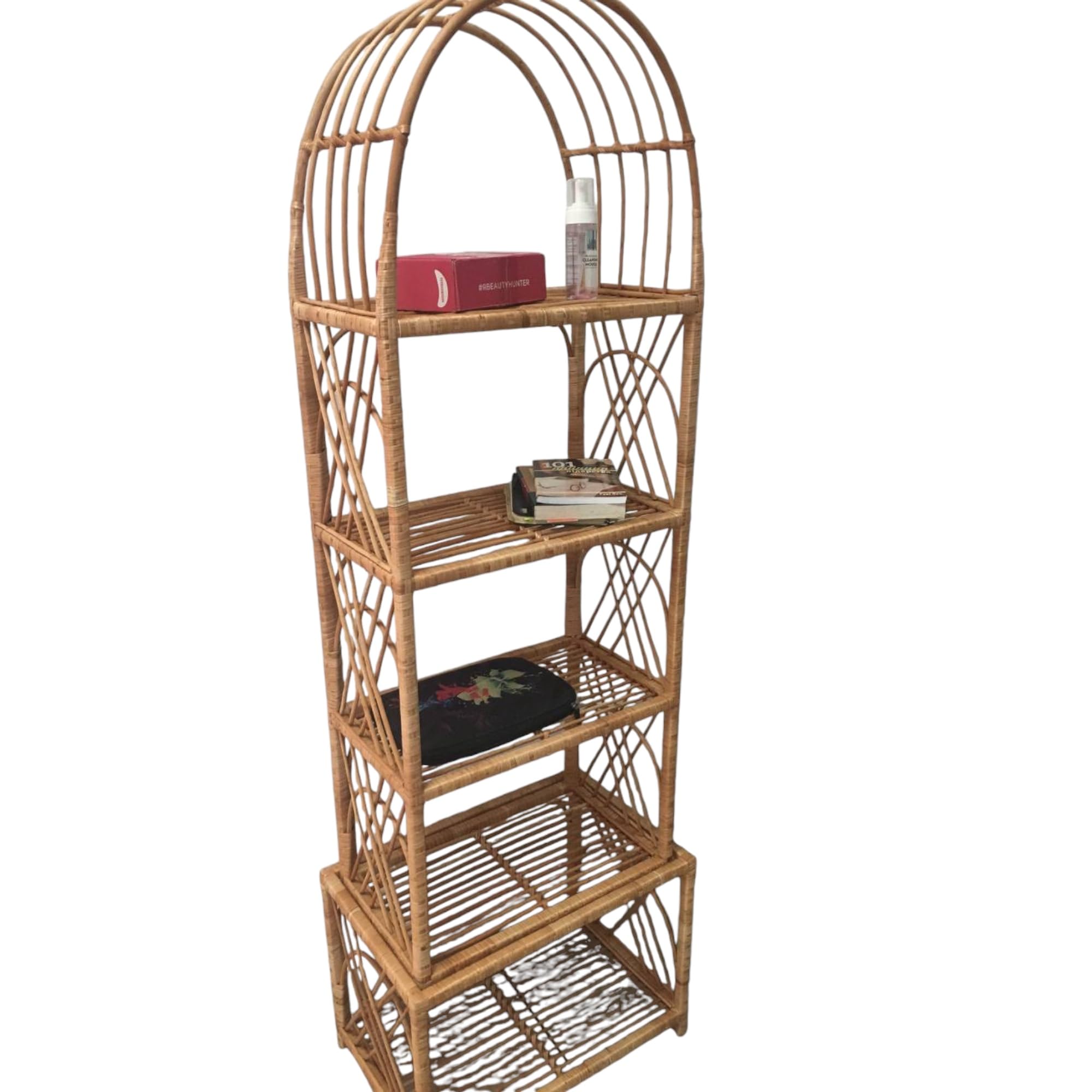 Wicker Shelf Rattan 5-Shelves Bookcase Bookshelf, 67 inches Tall, for Living Room