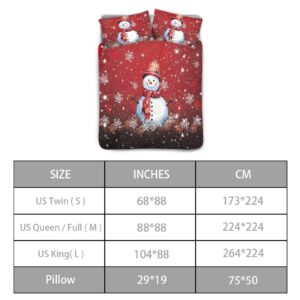 WHOSGNIHT Christmas Bedding Sets Snowman Duvet Cover Bedding Sets 3 Pcs Ultra Soft Modern Comforter Cover Quilt Cover Set with Zipper Closure Washed Micerofiber King Size