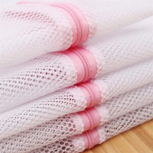 Mesh Laundry Bags for Washing Machine, White Zipped Net Underwear Washing Bag for Delicates Bra Lingerie Socks Tights Bags Shoes