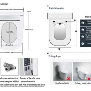 Square Smart Toilet Seat Drying and Deodorizing Toilet Bidet Seat, Suitable for Square White Seat, Warm Air Drying, Stainless Steel Nozzle