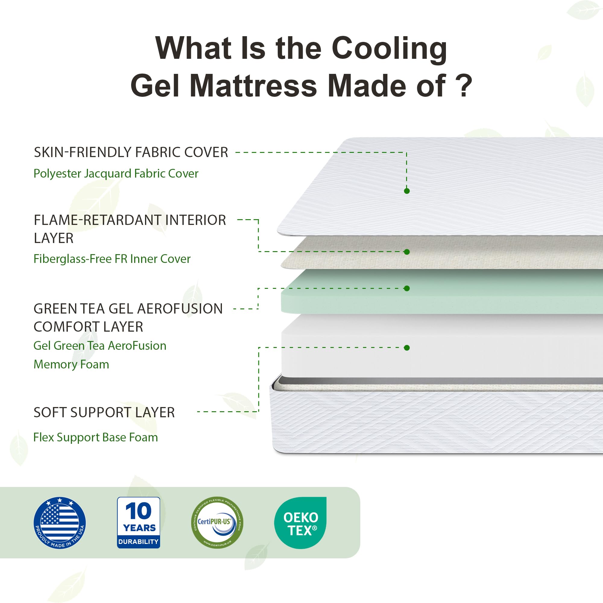 Emerspring 10" King Cooling Gel Memory Foam Mattress with Removable Washable Cover, Medium, Bed in a Box, CertiPUR-US Certified, Made in USA, Apartment Essential