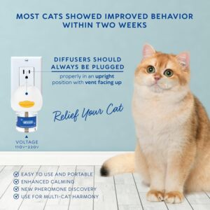 TriOak Cat Pheromones Calming Diffuser: Premium Cat Calming Diffuser - Cat Pheromone Diffuser - Pheromone Diffuser to Calm Cats - Cute Shape Feline Pheromone Diffuser, 2Pack (Blue)