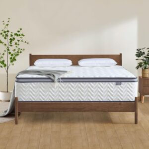 lynnbery queen mattress, 14 inch queen size hybrid mattress with memory foam and individual pocket spring for motion isolation, pressure relief, medium firm mattress in a box, 60"*80"*14"