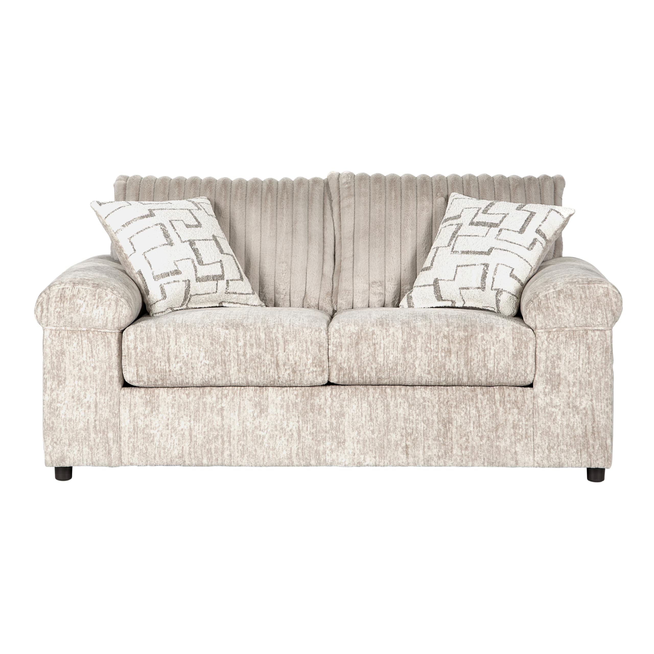 Roundhill Furniture Nason Wide Wale Corduroy Loveseat, Parchment