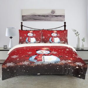 WHOSGNIHT Christmas Bedding Sets Snowman Duvet Cover Bedding Sets 3 Pcs Ultra Soft Modern Comforter Cover Quilt Cover Set with Zipper Closure Washed Micerofiber King Size