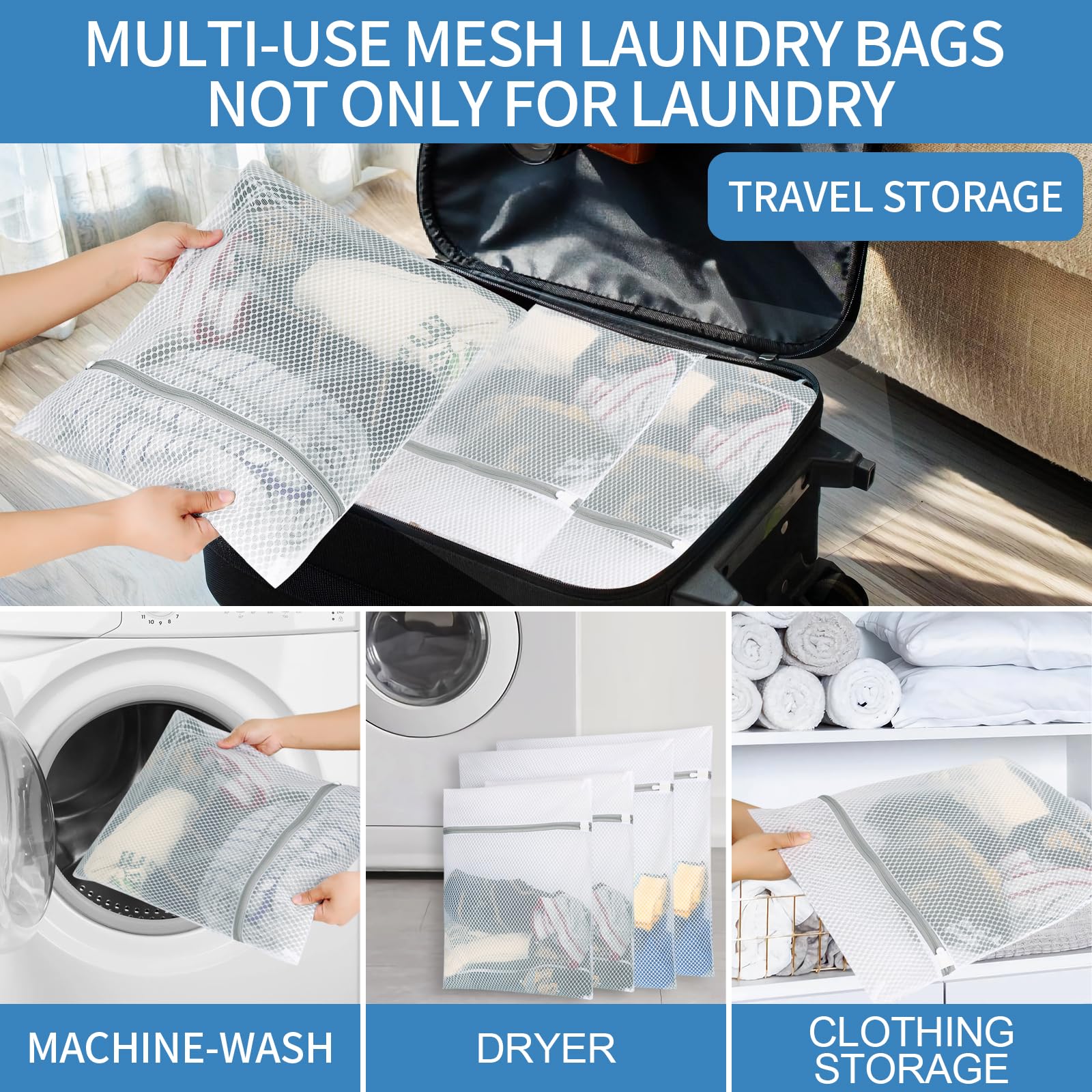 4Pcs Honeycomb Mesh Laundry Bags,Laundry Bags Mesh Wash Bags,Laundry Bag,Large size(16 * 20 inch*2 + 24 * 24 inch*2)