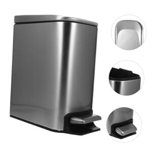 FELTECHELECTR Small Bathroom Trash Can Abs Foot Pedal Trash Can Garbage Can with Lid Stainless Steel Small Bathroom Trash Can with Lid