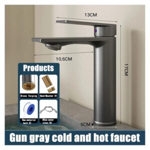 Bathroom Faucet hot and Cold Mixer tap countertop Mounted Bathroom Basin Faucet Gunmetal Grey Square washbasin Sink Bathtub Faucet