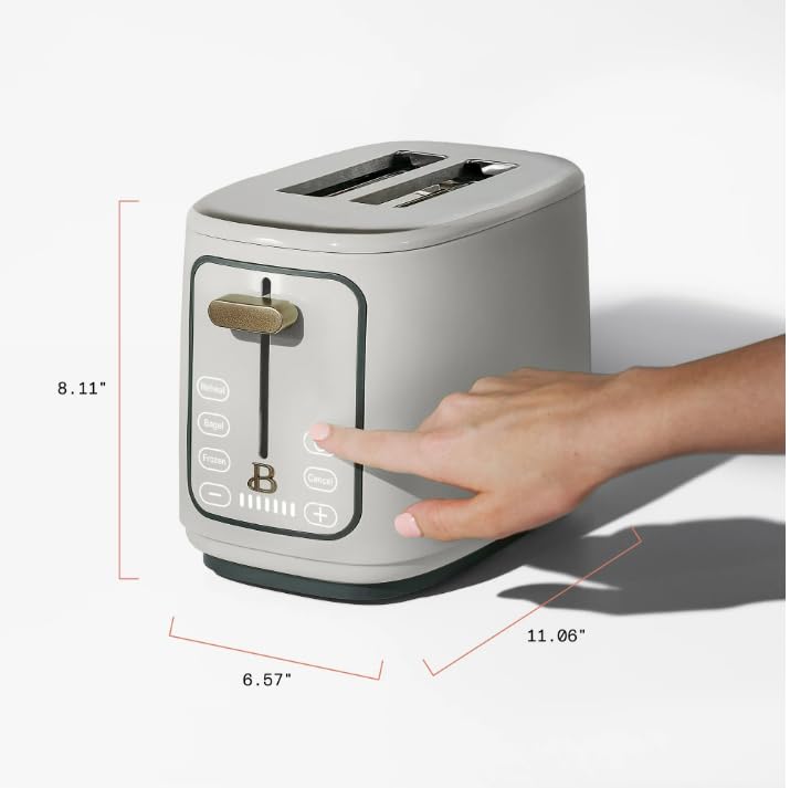 Drew Barrymore White Icing 2-Slice Toaster with Touch-Activated Display