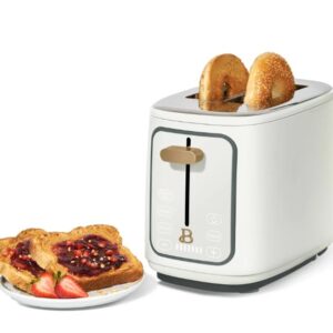 Drew Barrymore White Icing 2-Slice Toaster with Touch-Activated Display