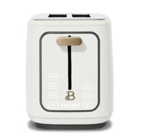 drew barrymore white icing 2-slice toaster with touch-activated display