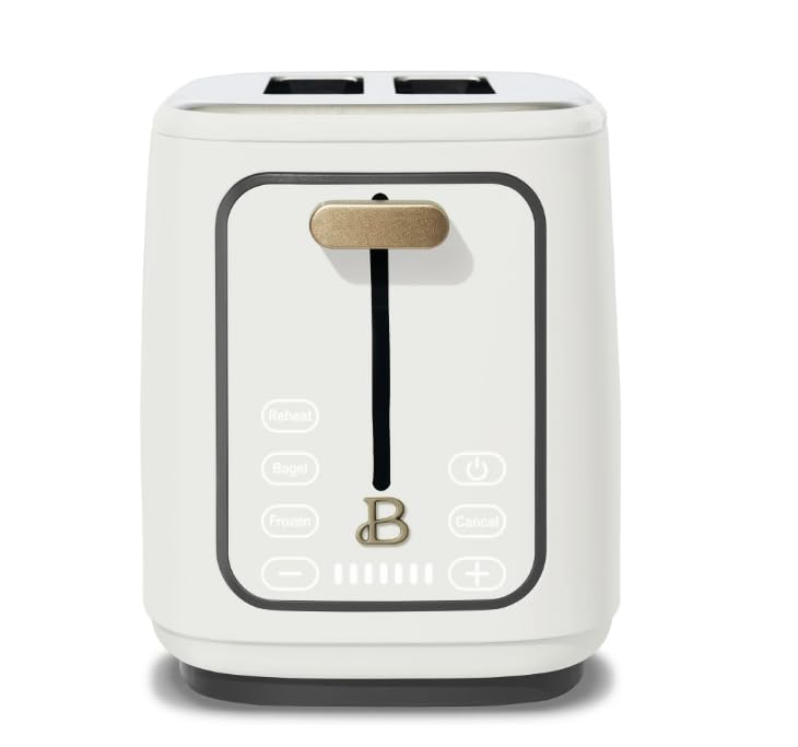 Drew Barrymore White Icing 2-Slice Toaster with Touch-Activated Display