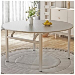 round work table thickened stainless steel folding metal table space saving home commercial preparation table party table no assembly required multifunctional work table(100x72cm)