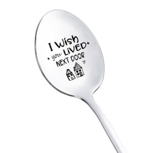 i wish you lived next door gifts spoon for bff best friend long distance friendship gifts for women men friends moving going away gift for friend daughter sister engraved spoons