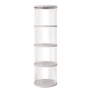 Sybrioka 4 Tier Rotating Bookshelf 360 Degree Swivel Bookcase, Clear Acrylic Round Spinning Book Shelf Organizer, Corner Display Shelf for Kids Bedroom, Living Room (4 Tier)