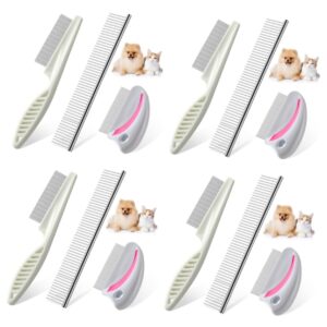 mipcase 12 pcs pet grooming comb set cat grooming combs angel eyes for dogs indoor cat comb cat dematting tools dog tear stain remover pet cat pet groom tool dog eye wipes stainless steel