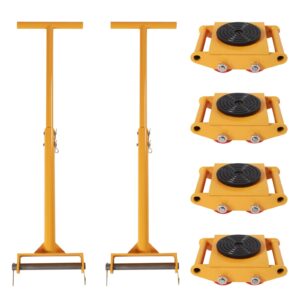 4pcs machine skates with 2 handles, 6t heavy duty machinery skate dolly 13200lbs machinery mover skate machinery moving skate for industrial moving equipment, yellow