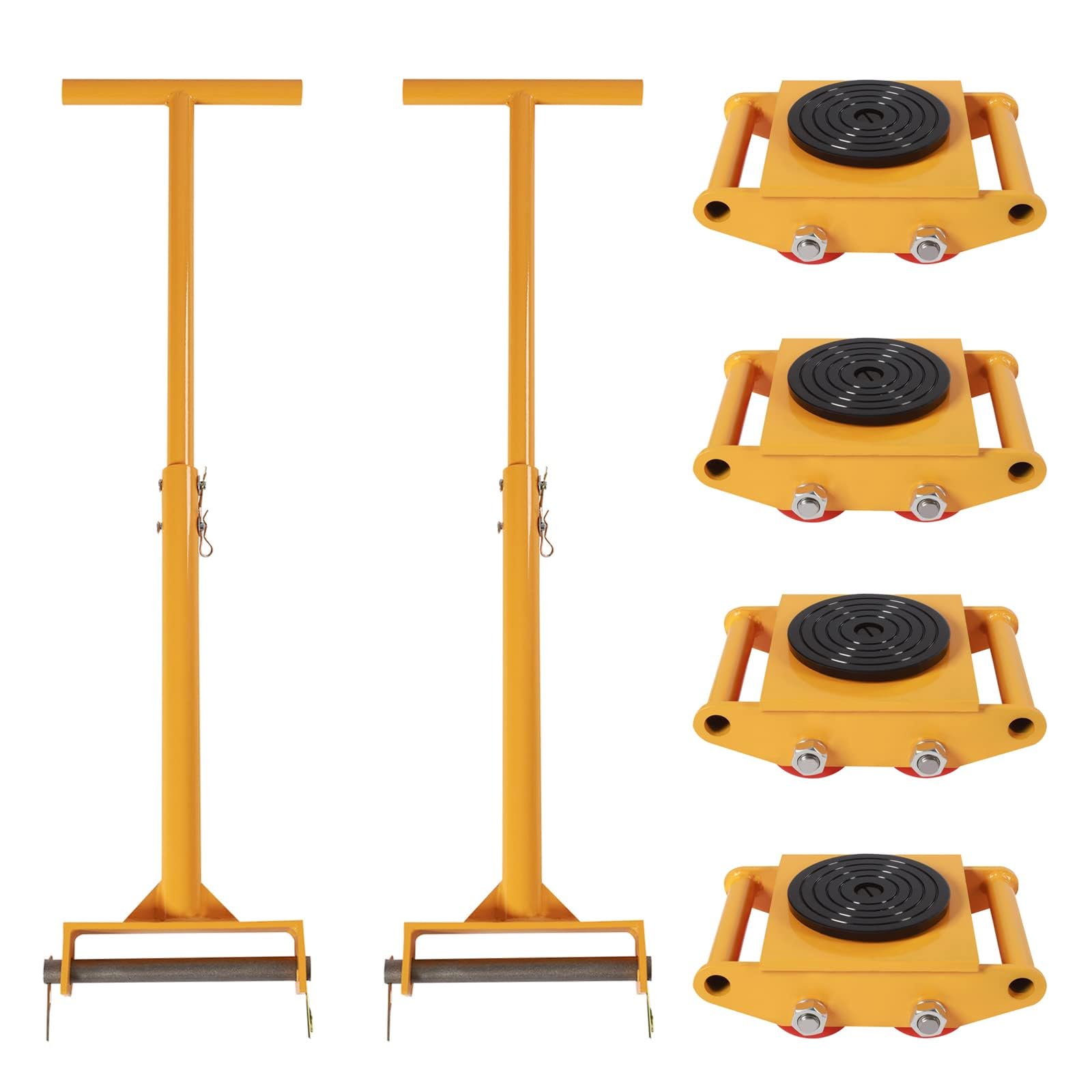 4PCS Machine Skates with 2 Handles, 6T Heavy Duty Machinery Skate Dolly 13200lbs Machinery Mover Skate Machinery Moving Skate for Industrial Moving Equipment, Yellow