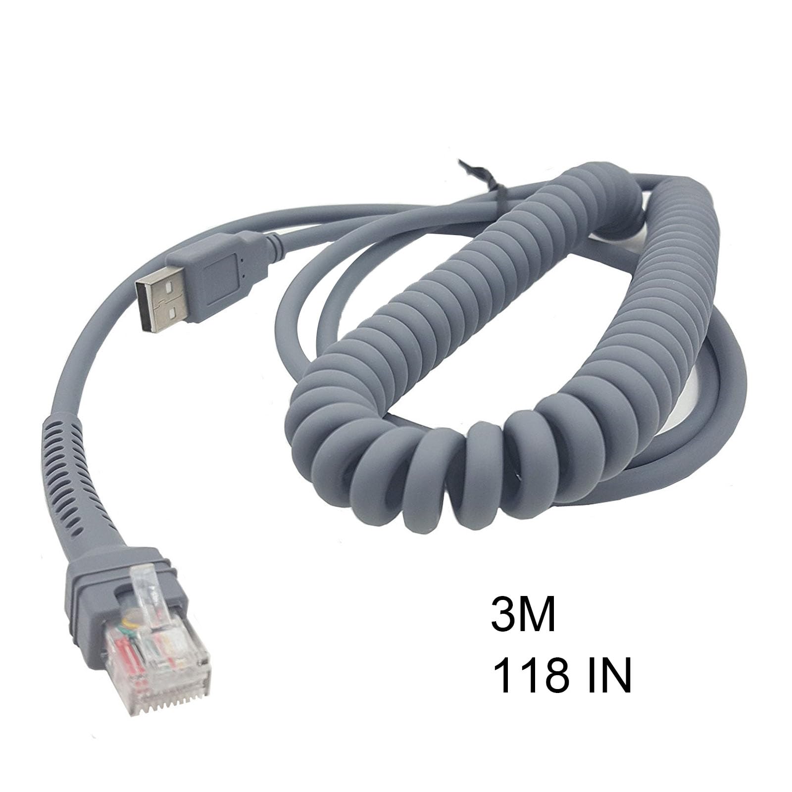 Rooyar Convenient USB Cable for Symbol LS2208 LS2208AP LS1203 LS4208 LS4278 Barcode Scanner 9ft Coiled