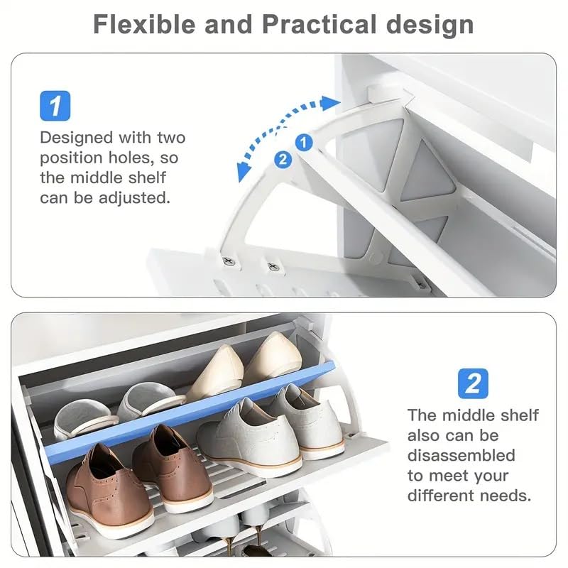 Miscoos Entryway Shoe Storage Cabinet with 3 Flip Drawers, Hidden Narrow Slim Free Standing Shoe Closet Rack Organizer for Hallway Front Porch