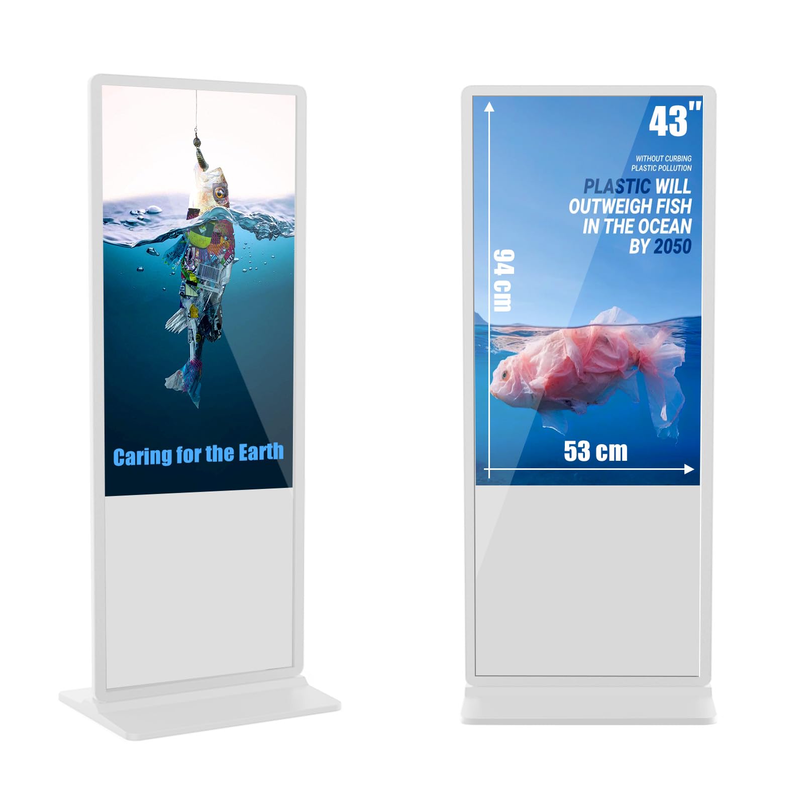 43 Inch Interactive Touchscreen Monitor,Win10 Core i5 RAM 4G & ROM 128G,Floor Standing LCD Digital Signage,Commercial Interactive Advertising Display Screen,Digital Signage Kiosk Smart Board White