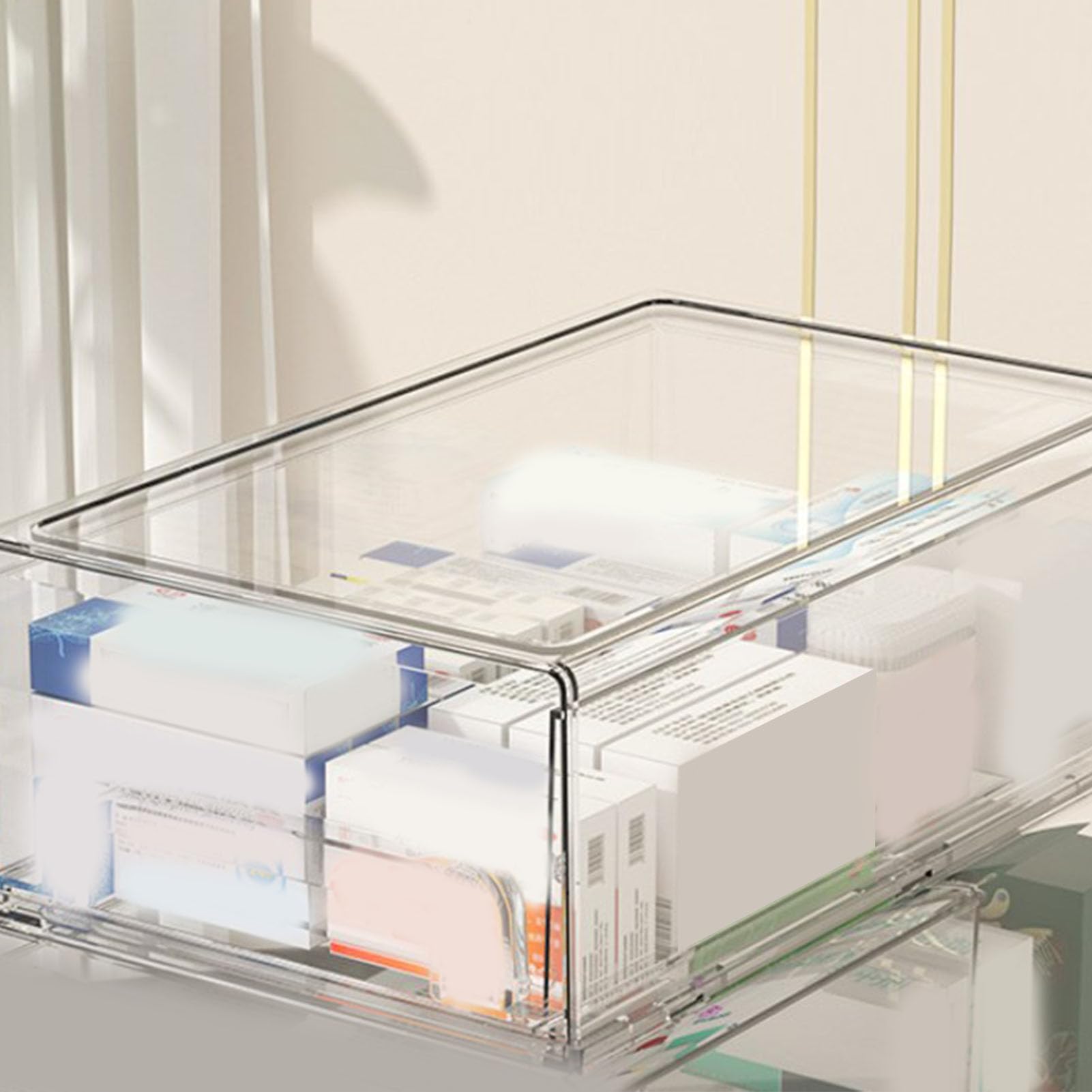 Clear Acrylic Drawer Organizer Dustproof Large Capacity Elegant Storage Box for Makeup Medicine Desktop Counter