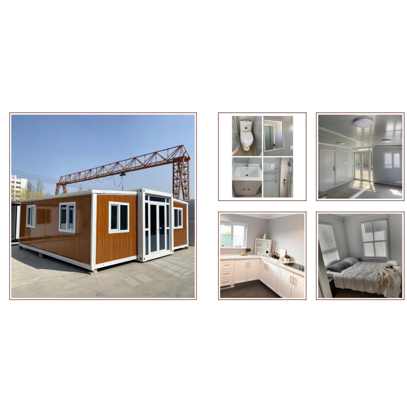 Tiny House to Live in, Portable Prefab Container House, with Bathroom and Kitchen, Foldable Tiny Home with Steel Frame, Prefabricated Expandable Container Home for Adult Living