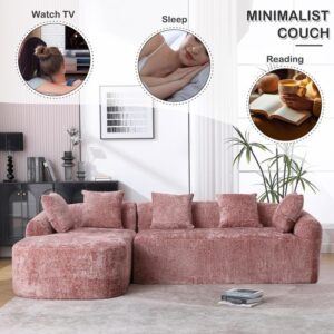 AZSJML Modular Sectional Sofa Couch, 99" L-Shape Sectional Cloud Couch for Living Room, Comfy Boucle Upholstered Deep Seat Couch, Modern Minimalist Sleeper Sofa for Apartment, Office, Pink