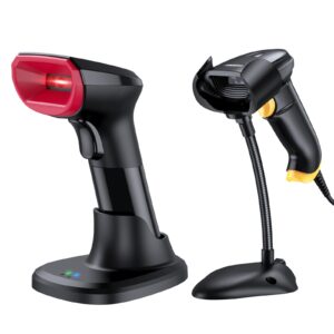 teemi t22n-au 2d usb wired barcode scanner with smart stand + tmsl-58cr 2d wireless barcode scanner with smart base