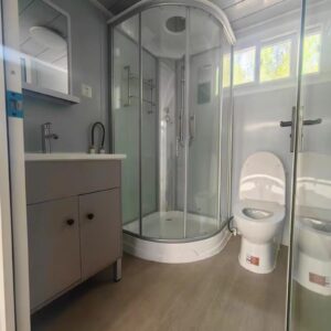 Tiny House to Live in, Portable Prefab Container House, with Bathroom and Kitchen, Foldable Tiny Home with Steel Frame, Prefabricated Expandable Container Home for Adult Living