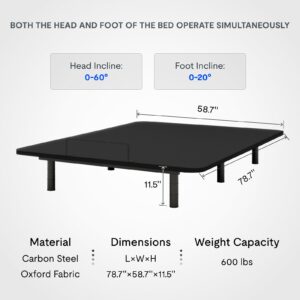 FLEXISPOT Adjustable Bed Frame Base Queen,Segmented Design,Easy Assemble,Adjustable Bed Legs, Oxford Fabric Bedspread,Wired Remote,Whisper Quiet Durable Motor,Mattress Holder.