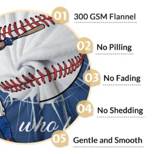 Customized Baseball Blanket, Personalized Blanket for Boys Age 4-6, Soft & Cozy Throw with Name for Kids Teens, 40 * 50 Inch Fuzzy Throws for Sofa Couch, Birthday for Baseball Lover