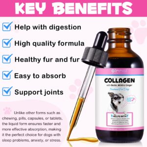 Collagen for Dogs,Liquid Collagen for Dogs,Collagen Supplement for Dogs,Collagen Boost for Dogs with Biotin, MSM & Ginger,Delicious Bacon Flavor,2 Fl Oz