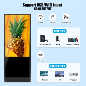 Interactive Touchscreen Monitor,Win10 Core i5 RAM 4G & ROM 128G,Floor Standing LCD Digital Signage,Commercial Interactive Advertising Display Screen,Digital Signage Kiosk Smart Board (Black, 55 Inch)