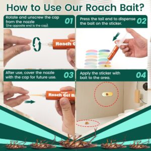 Roach Bait & Killer, 6 Pack Large Capacity Cockroach Gel Bait for Indoor Nest Elimination, Ready to Use, No-Mess Control Gel with Stickers, Ideal for Hidden Areas Household Pest Control(20g Each)