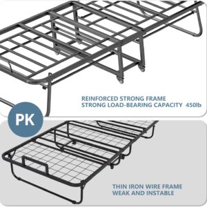 RAOGIE Folding Bed with Mattress, 75''x38'' Twin Size Rollaway Bed with Upgraded Rugged Frame, Guest Bed Portable Foldable Bed for Adults, Space-Saving Fold up Bed