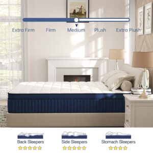 King Size Mattress 12 Inch, King Mattress in a Box, Medium Firm Hybrid Mattress King Size, Ultimate Motion Isolation with Memory Foam and Pocket Spring, Strong Support