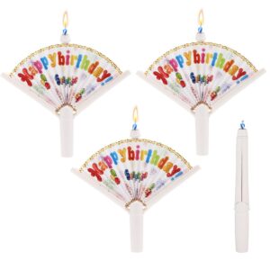 4pcs novelty fan birthday candles, happy birthday candle pop-up surprise birthday candles funny cake topper candle trick candles for party supplies