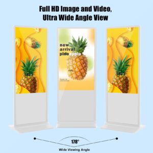 43 Inch Interactive Touchscreen Monitor,Win10 Core i5 RAM 4G & ROM 128G,Floor Standing LCD Digital Signage,Commercial Interactive Advertising Display Screen,Digital Signage Kiosk Smart Board White